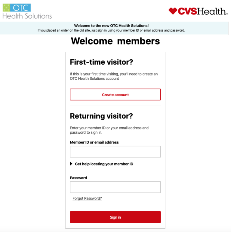 Myorder OTCHS | CVS | Login Page | http //myorder.otchs.com